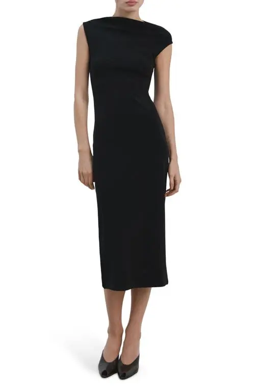 Mango Asymmetric Midi Sheath Dress - Black