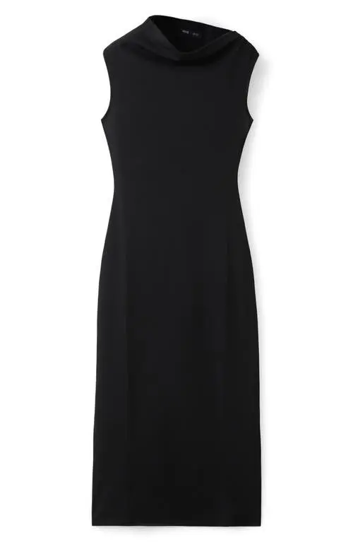 Mango Asymmetric Midi Sheath Dress - Black