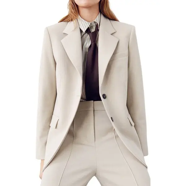 Mango Notch Collar Blazer - Ivory White