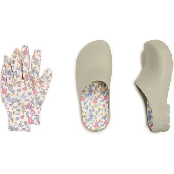 MUK LUKS Garden Clog And Glove Set - Sage Flower