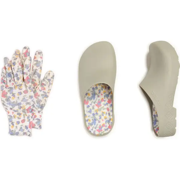 MUK LUKS Garden Clog And Glove Set - Sage Flower