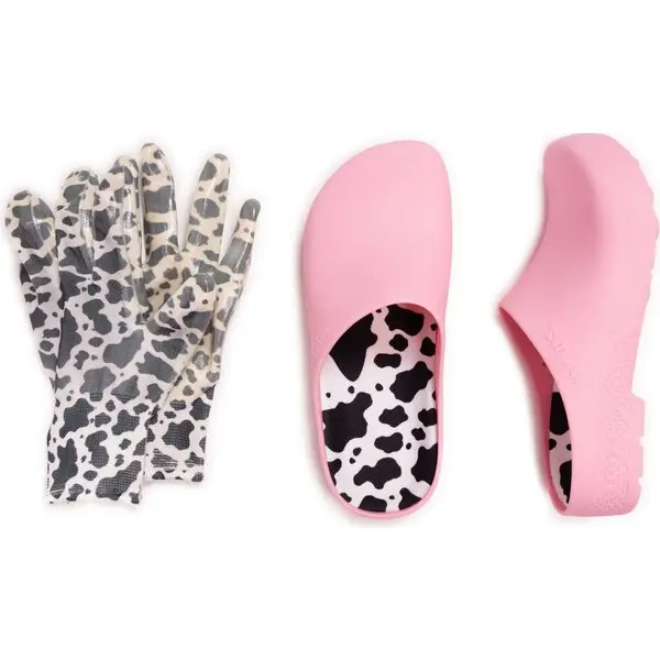 MUK LUKS Garden Clog And Glove Set - Sweet Moo
