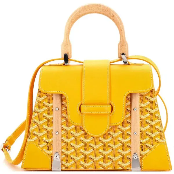 Goyard Saigon Top Handle Bag Coated Canvas With Leather Pm - Yellow