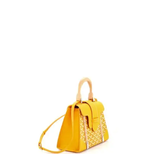 Goyard Saigon Top Handle Bag Coated Canvas With Leather Pm - Yellow