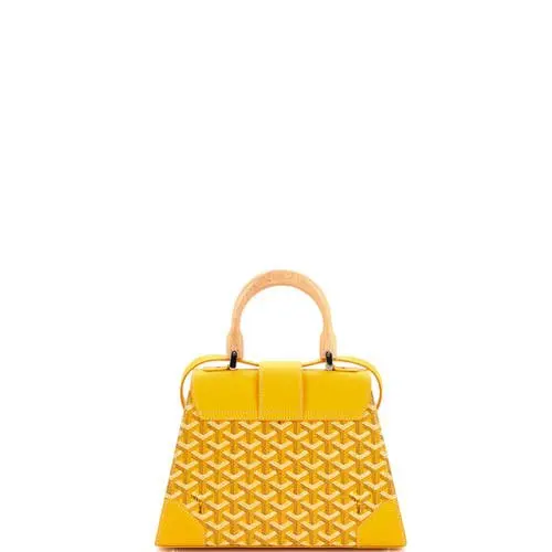 Goyard Saigon Top Handle Bag Coated Canvas With Leather Pm - Yellow