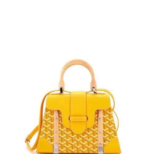Goyard Saigon Top Handle Bag Coated Canvas With Leather Pm - Yellow
