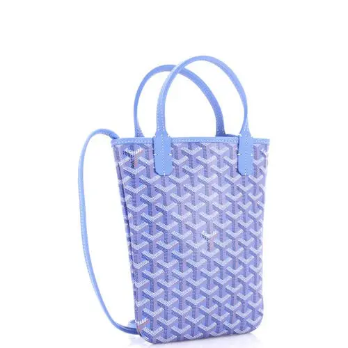 Goyard Poitiers Tote Coated Canvas And Printed Canvas Pm - Blue