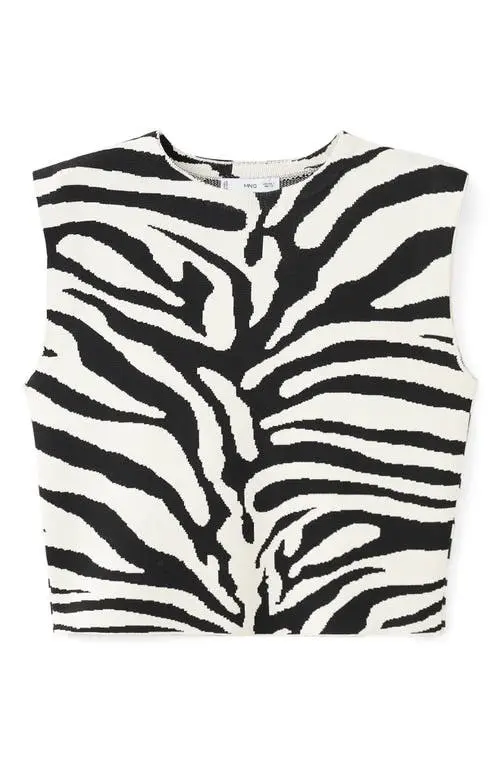 Mango Zebra Jacquard Sleeveless Top - Black