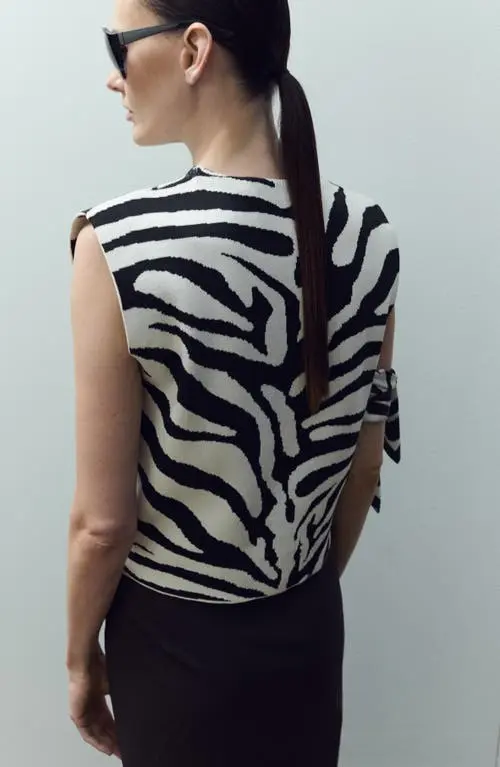 Mango Zebra Jacquard Sleeveless Top
