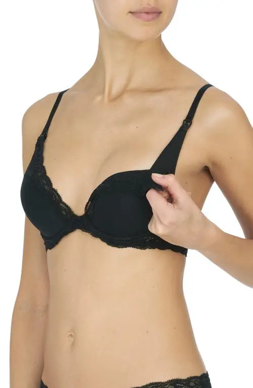 Natori Feathers Lace Plunge Nursing T-shirt Bra - Black