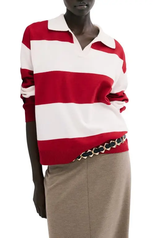 Mango Stripe Polo Sweater