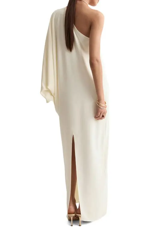 Mango One-shoulder Maxi Dress With Golden Hardware