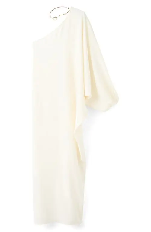 Mango One-shoulder Maxi Dress With Golden Hardware