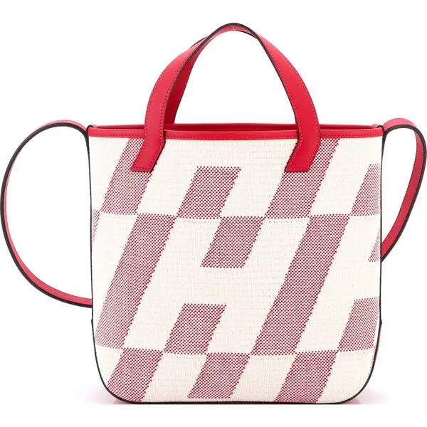 HERMES Cabas H En Biais Tote Canvas With Leather 27 - Framboise