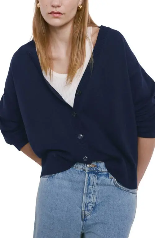 Mango V-neck Cardigan - Dark Navy