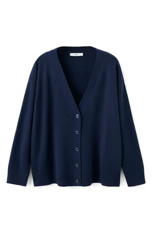 Mango V-neck Cardigan - Dark Navy