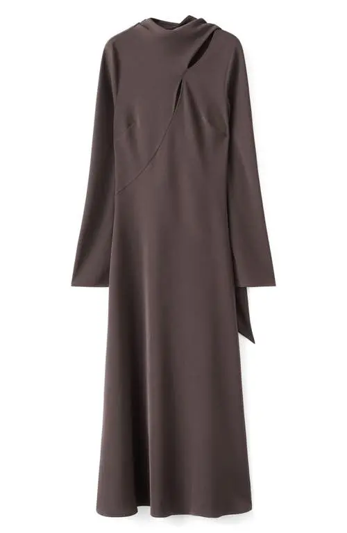Mango Scarf Neck Long Sleeve Dress