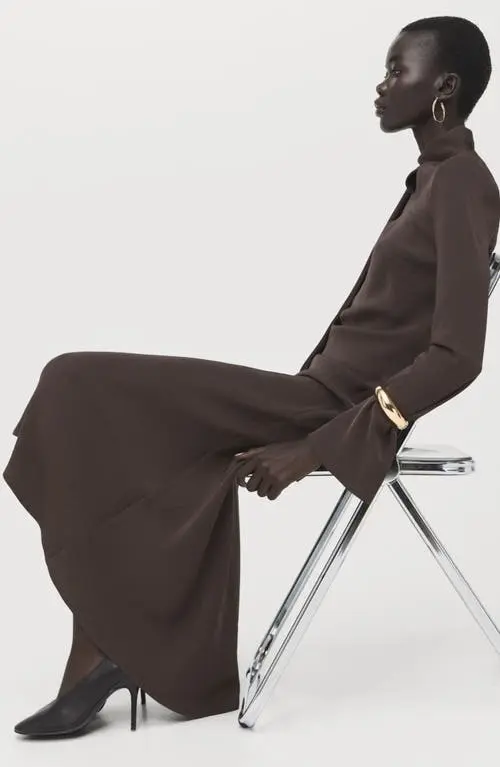 Mango Scarf Neck Long Sleeve Dress