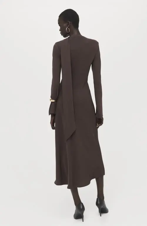 Mango Scarf Neck Long Sleeve Dress