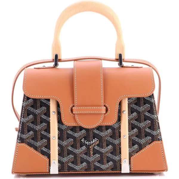 GOYARD Structured Saigon Top Handle Bag Coated Canvas With Leather Mini