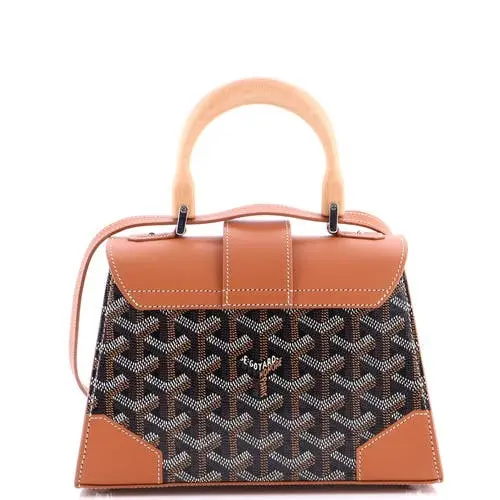 GOYARD Structured Saigon Top Handle Bag Coated Canvas With Leather Mini