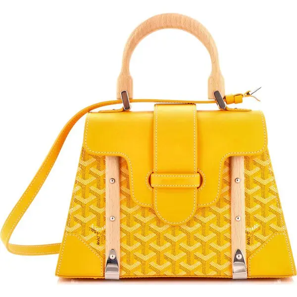 Goyard Saigon Top Handle Bag Coated Canvas With Leather Pm - Yellow