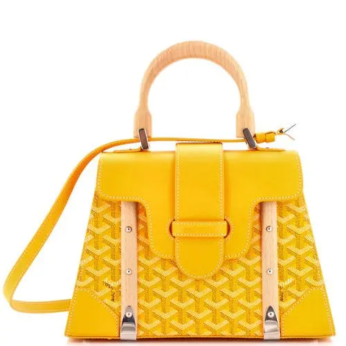 Goyard Saigon Top Handle Bag Coated Canvas With Leather Pm - Yellow
