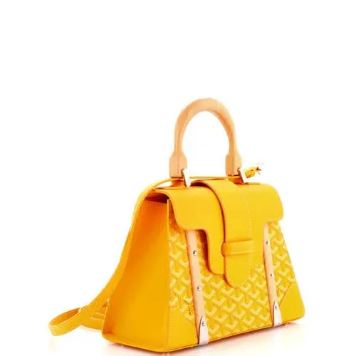 Goyard Saigon Top Handle Bag Coated Canvas With Leather Pm - Yellow