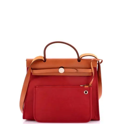 HERMES Herbag Zip Leather And Toile 31