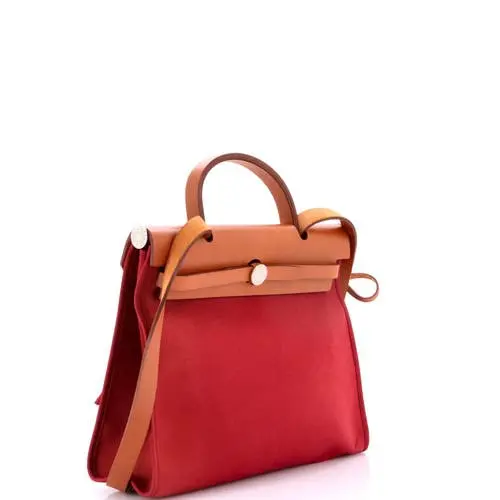 HERMES Herbag Zip Leather And Toile 31