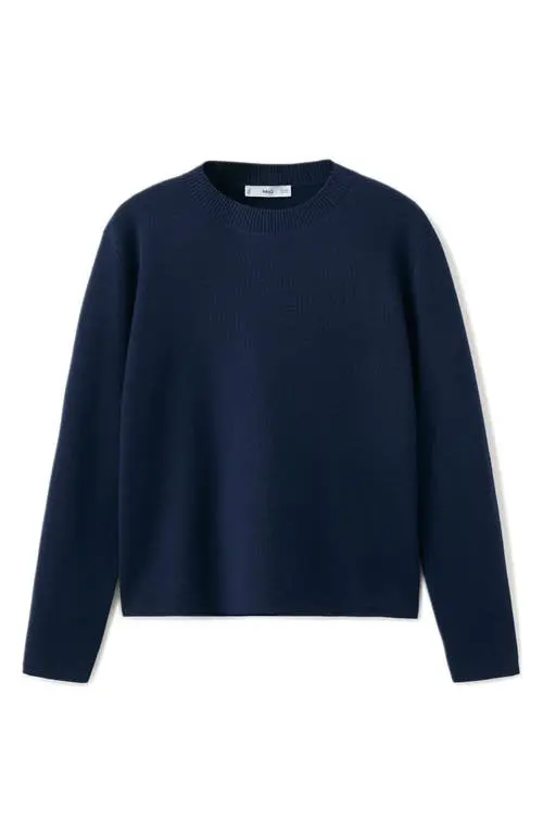 Mango Fine Knit Crewneck Sweater - Dark Navy