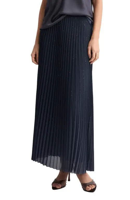 Mango Pleated A-line Skirt - Night Blue
