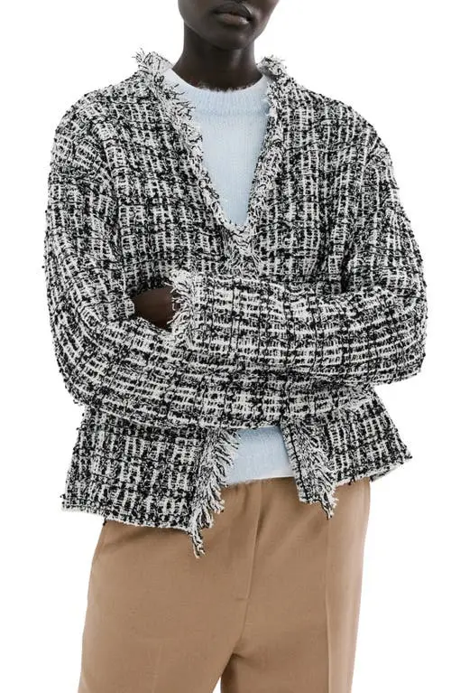 Mango Cotton Blend Tweed Jacket