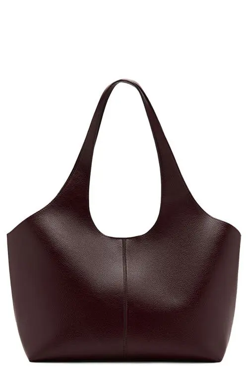 Mango Large Faux Leather Shopper Tote - Burgundy