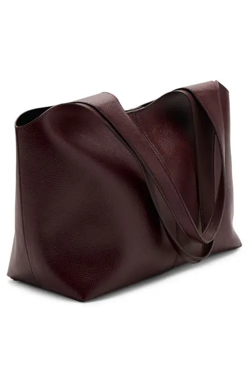 Mango Large Faux Leather Shopper Tote - Burgundy