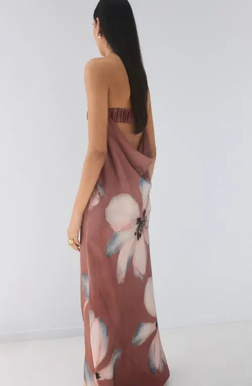 Mango Floral Open Back Maxi Dress