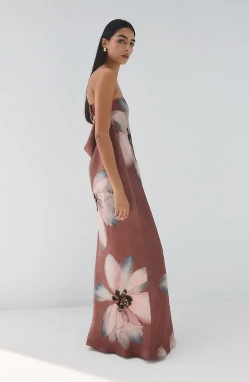 Mango Floral Open Back Maxi Dress
