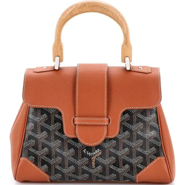 Goyard Saigon Top Handle Bag Coated Canvas With Leather Mini - Brown