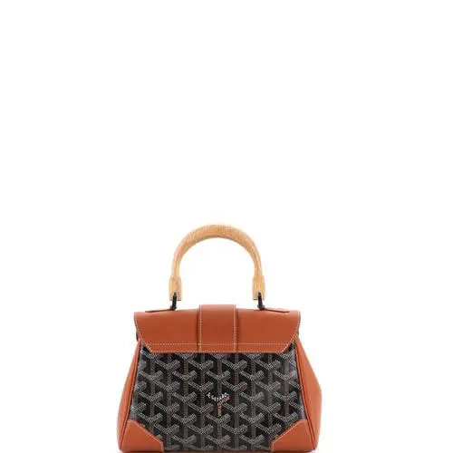 Goyard Saigon Top Handle Bag Coated Canvas With Leather Mini - Brown