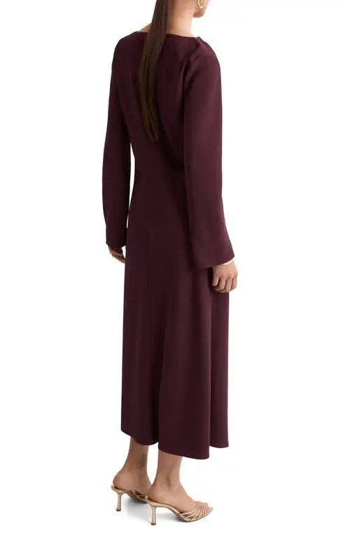 Mango Cowl Neck Long Sleeve Dress - Maroon