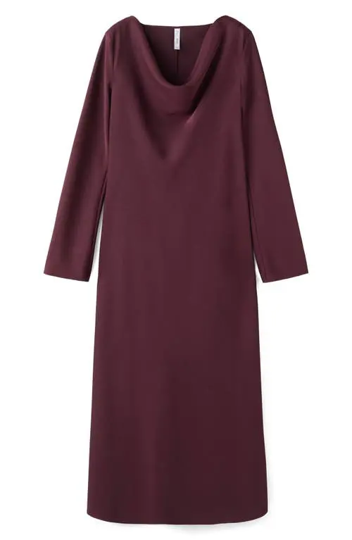 Mango Cowl Neck Long Sleeve Dress - Maroon