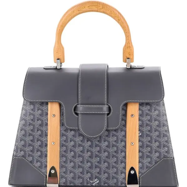GOYARD Saigon Top Handle Bag Coated Canvas With Leather Mm - Gray
