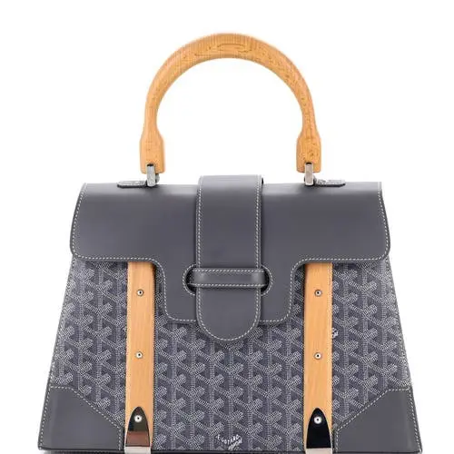 Goyard Saigon Top Handle Bag Coated Canvas With Leather Mm - Grey