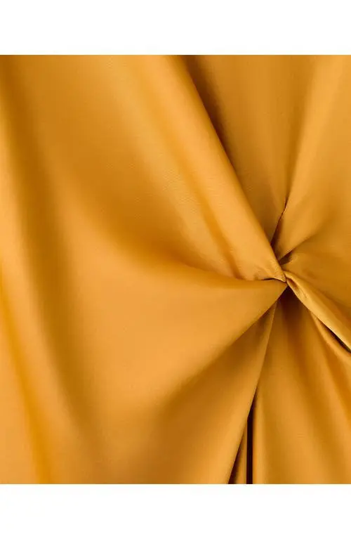 Mango Flutter Sleeve Satin Dress - Ochre