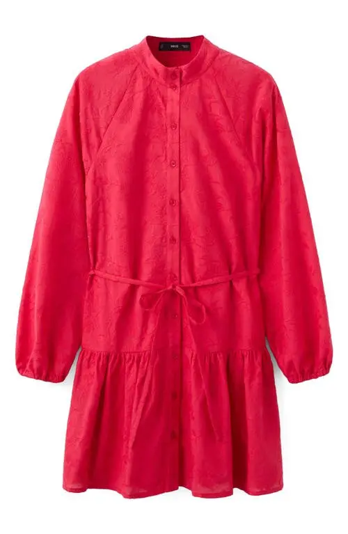Mango Embroidered Long-sleeve Shirtdress