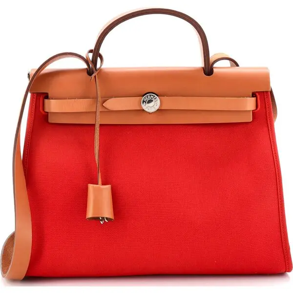 Hermès Herbag Zip Leather And Toile 31 - Rouge Tomate