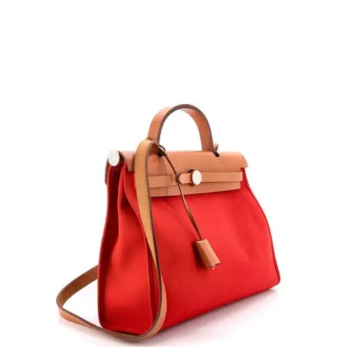 Hermès Herbag Zip Leather And Toile 31 - Rouge Tomate