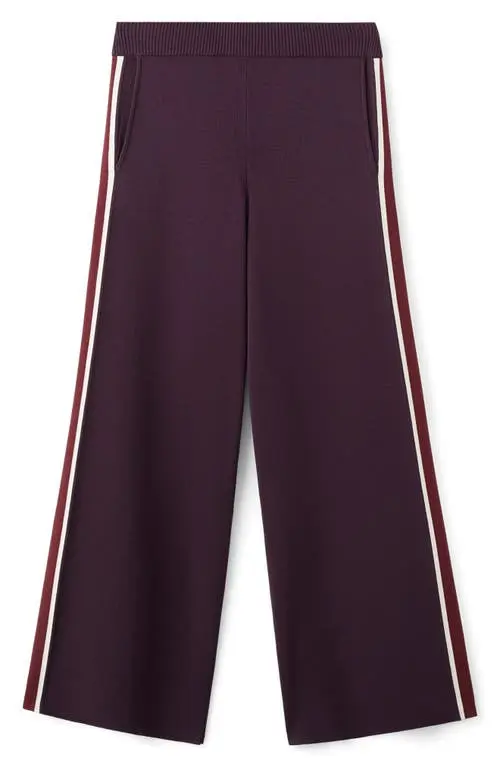 Mango Contrast Stripe Knit Pants - Wine