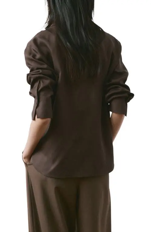 Mango Straight Button-up Shirt - Brown