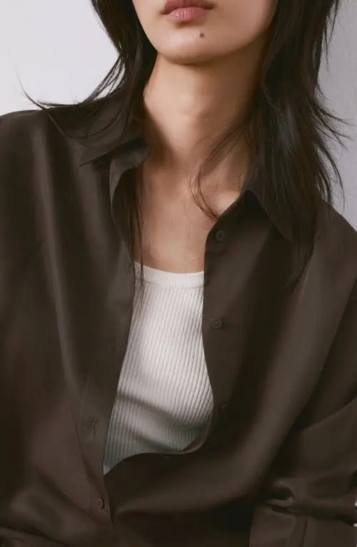 Mango Straight Button-up Shirt - Brown